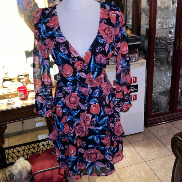 row a | Dresses | Row A Nwot Black With Red Roses Dress 8 Long From ...